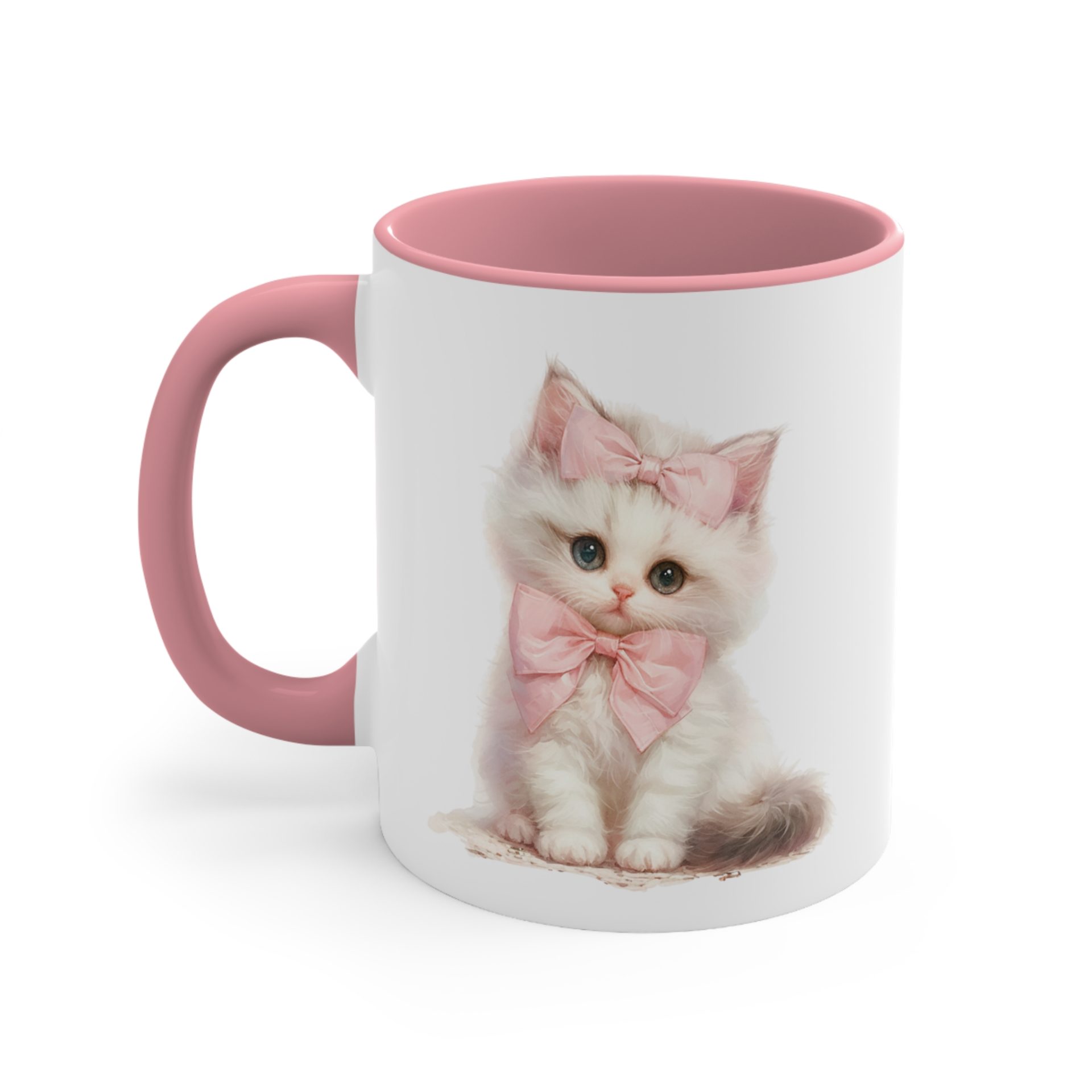 Custom Cat Mug With Cute Coquette Bow Kitten - Up At Last